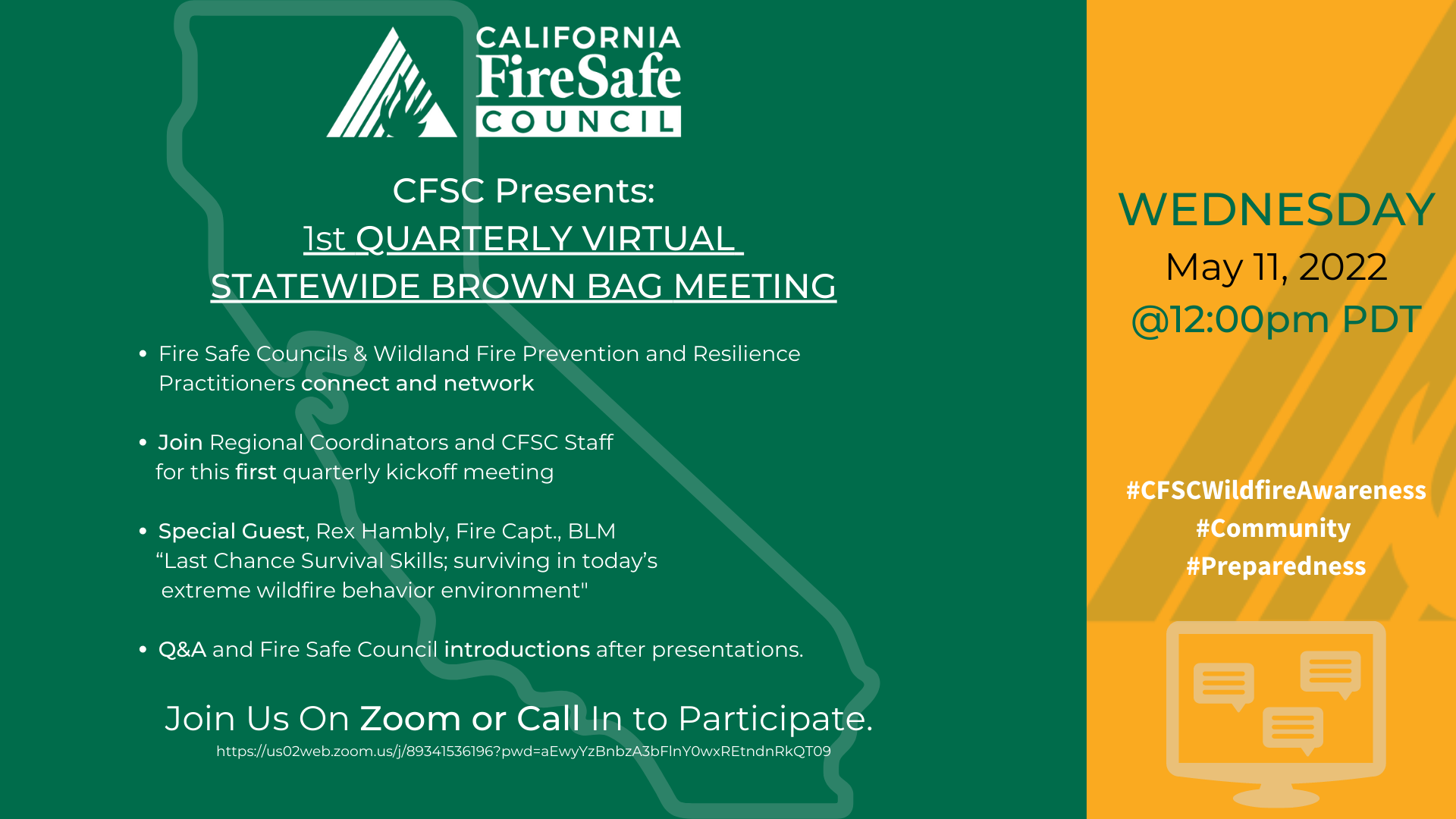 May 11 Quarterly Virtual Meeting - California Fire Safe Council