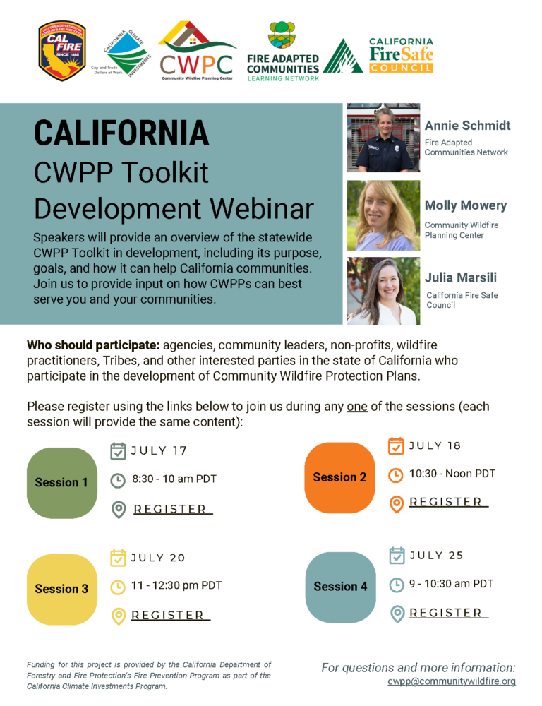 CWPP Toolkit Development Webinar - California Fire Safe Council